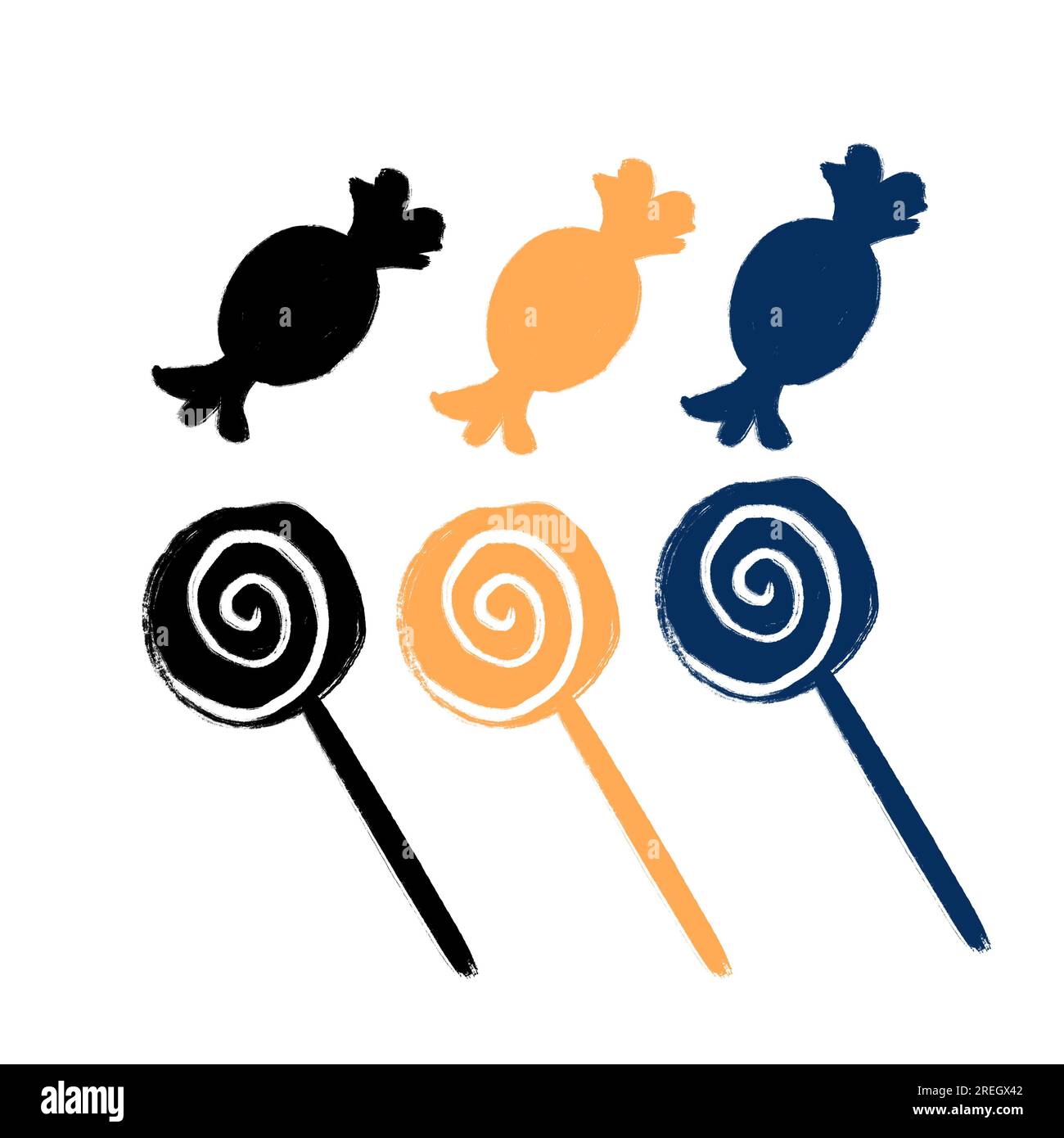 Hand drawn illustration with trick or treat sweets candies for ...