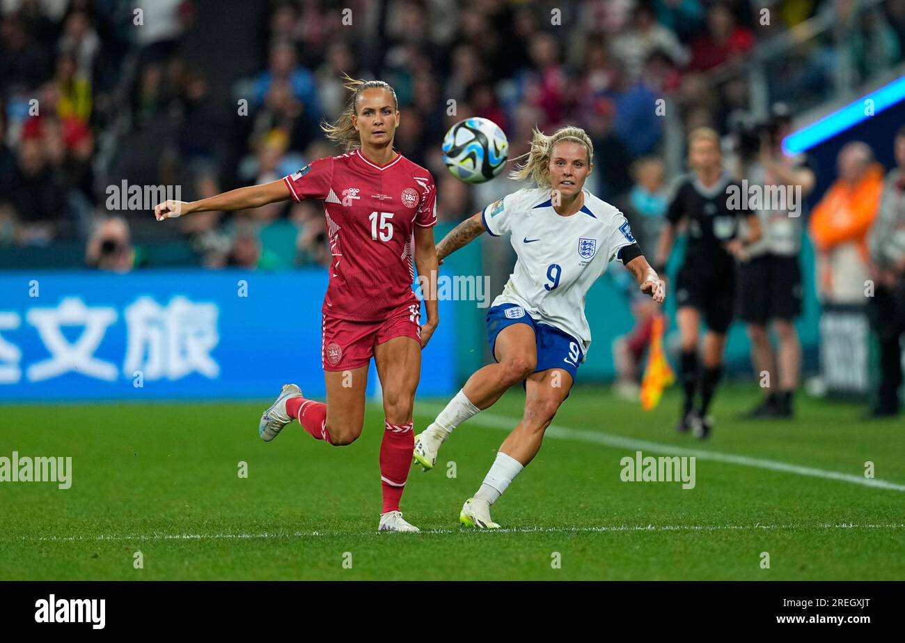 July 28 2023: Rachel Daly (England) and .15 battle for the ball during ...