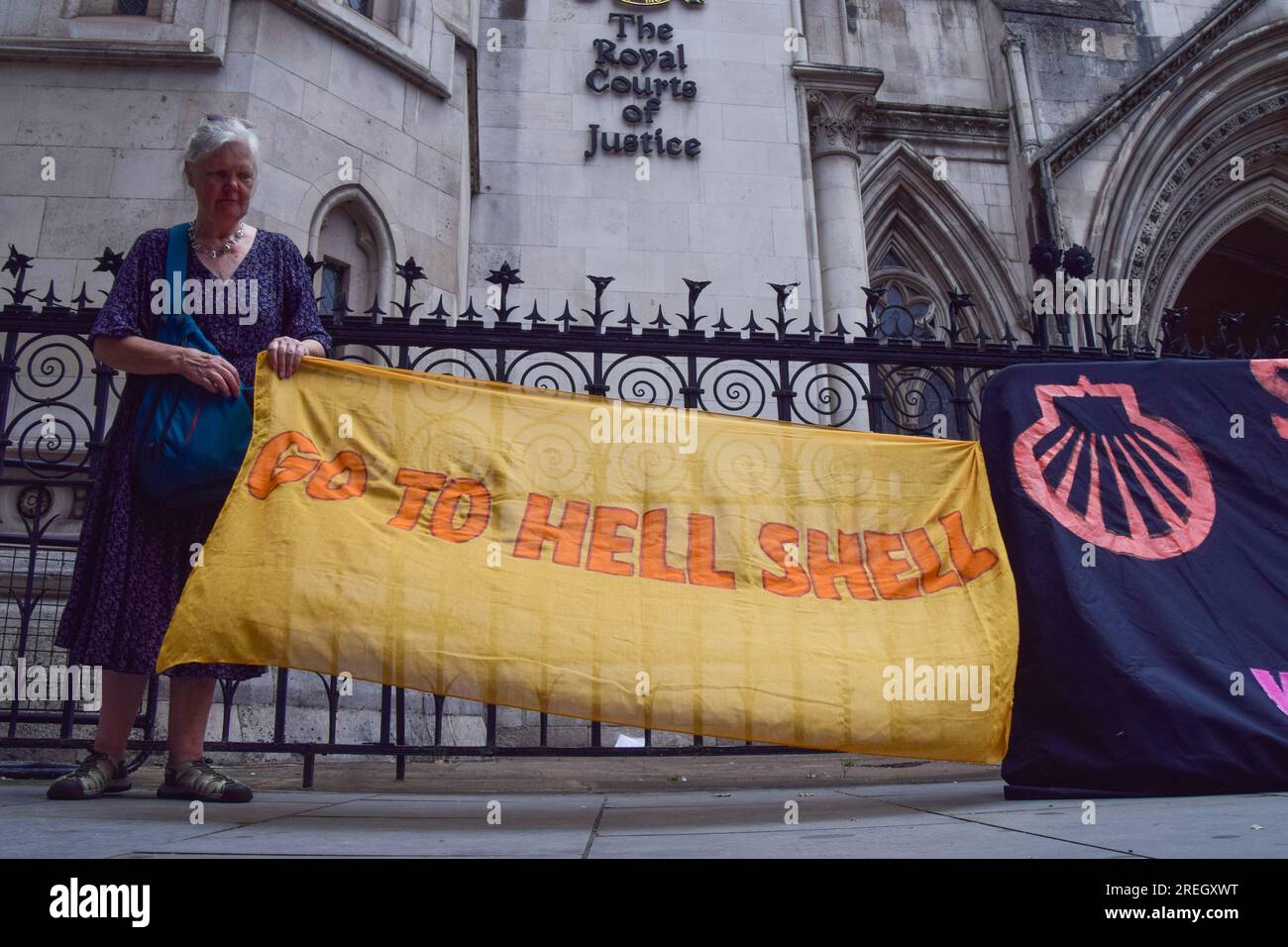 London, England, UK. 28th July, 2023. Environmental activists put up ...