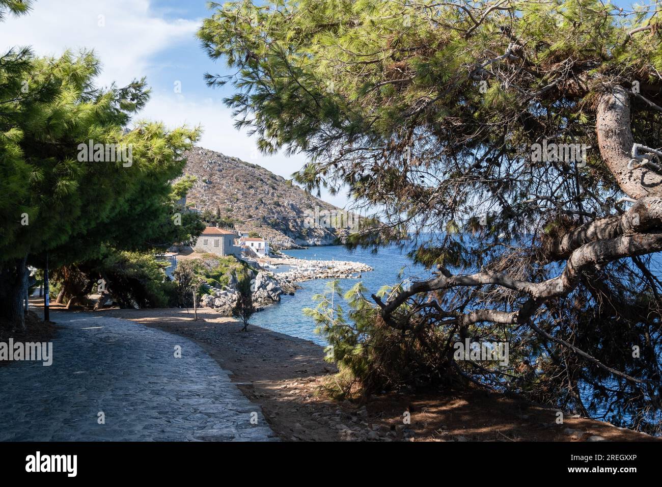 Coastal path, Epar. Od. Mandrakiou-Molou, Hydra, Greece, showing the ...