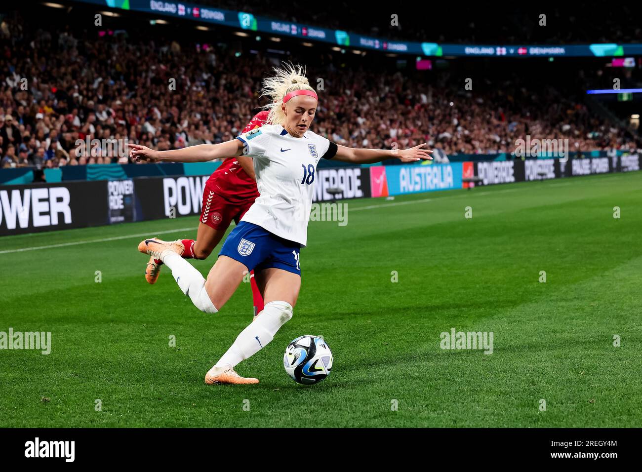 Sydney, Australia, 28 July, 2023. Chloe Kelly of England passes the ...
