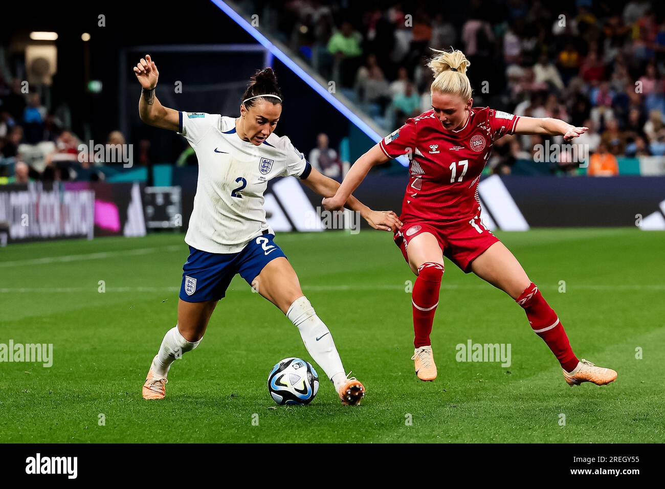 Sydney, Australia, 28 July, 2023. Lucy Bronze of England and Rikke ...