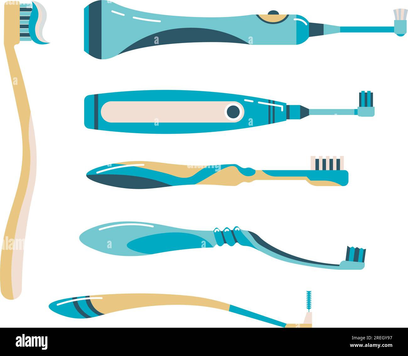 Variety of tools for dental hygiene and cleanliness of teeth, regular ...