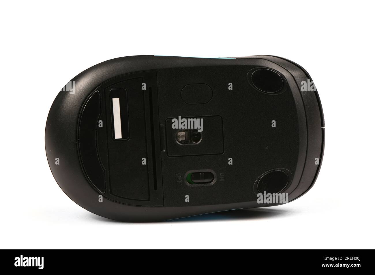 Computer wireless mouse on a white background. Side view. High ...