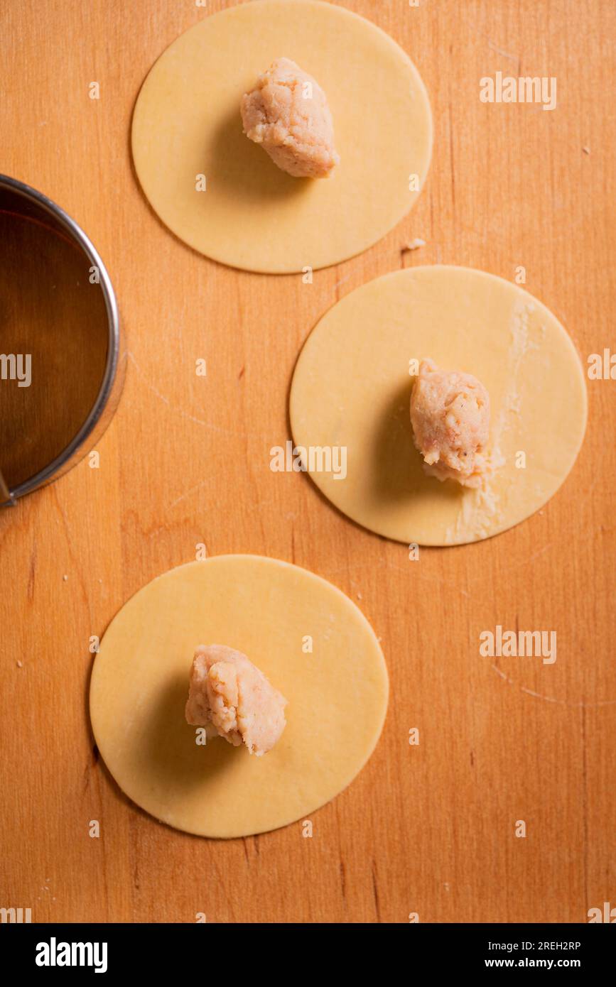 Making Pasta and Tortellini at Home on Wooden Rack and Chrome Pasta ...