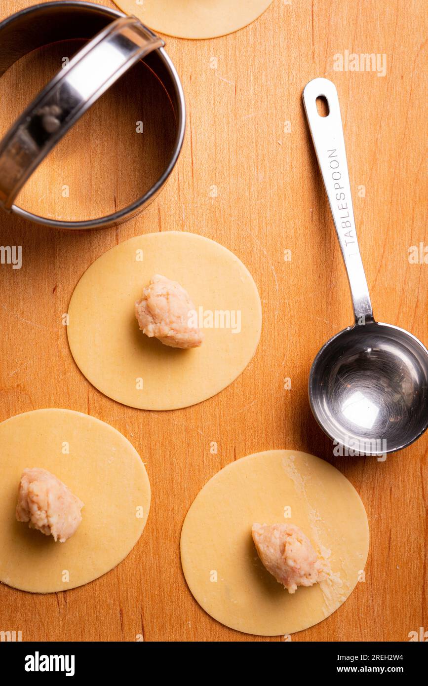 Making Pasta and Tortellini at Home on Wooden Rack and Chrome Pasta ...