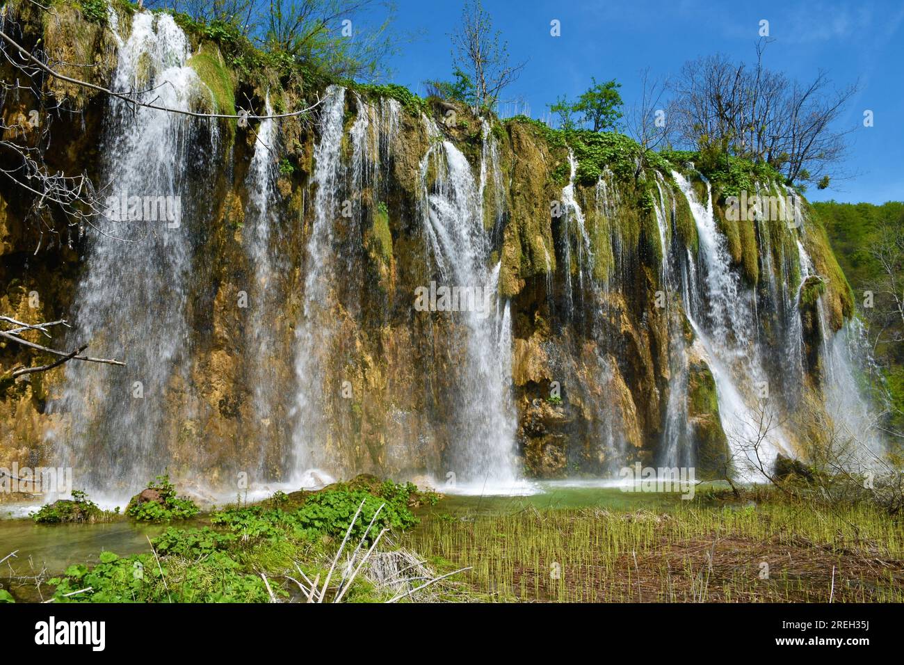 View of Mali Prštavac waterfall at Plitvice lakes in in Lika-Senj ...