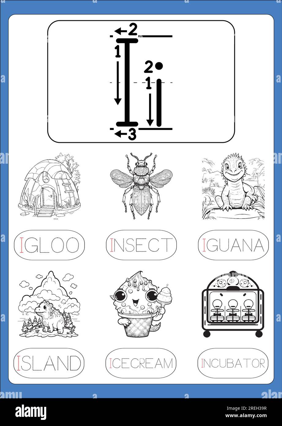 Letter i tracing Stock Vector Images - Alamy