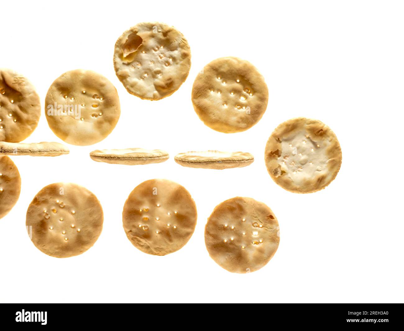 Classic close up food still life of Water biscuits - clean and crisp ...