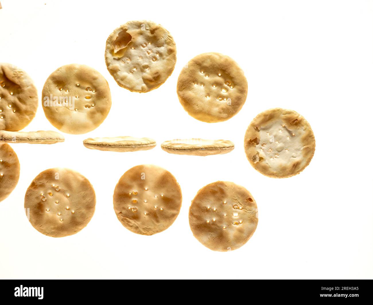 Classic close up food still life of Water biscuits - clean and crisp ...