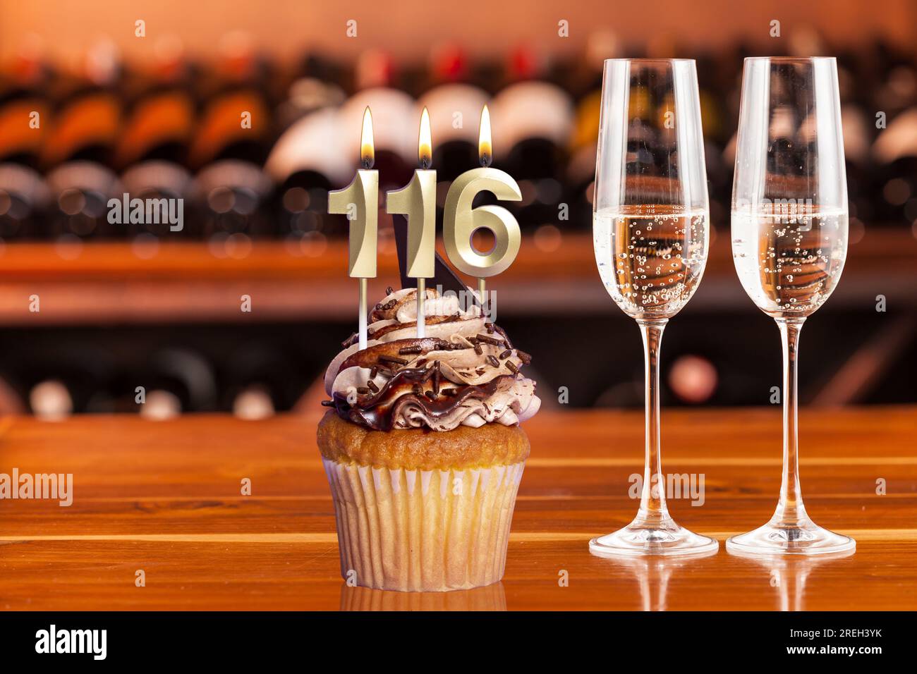 Cupcake With Number For Celebration Of Birthday Or Anniversary; Number ...