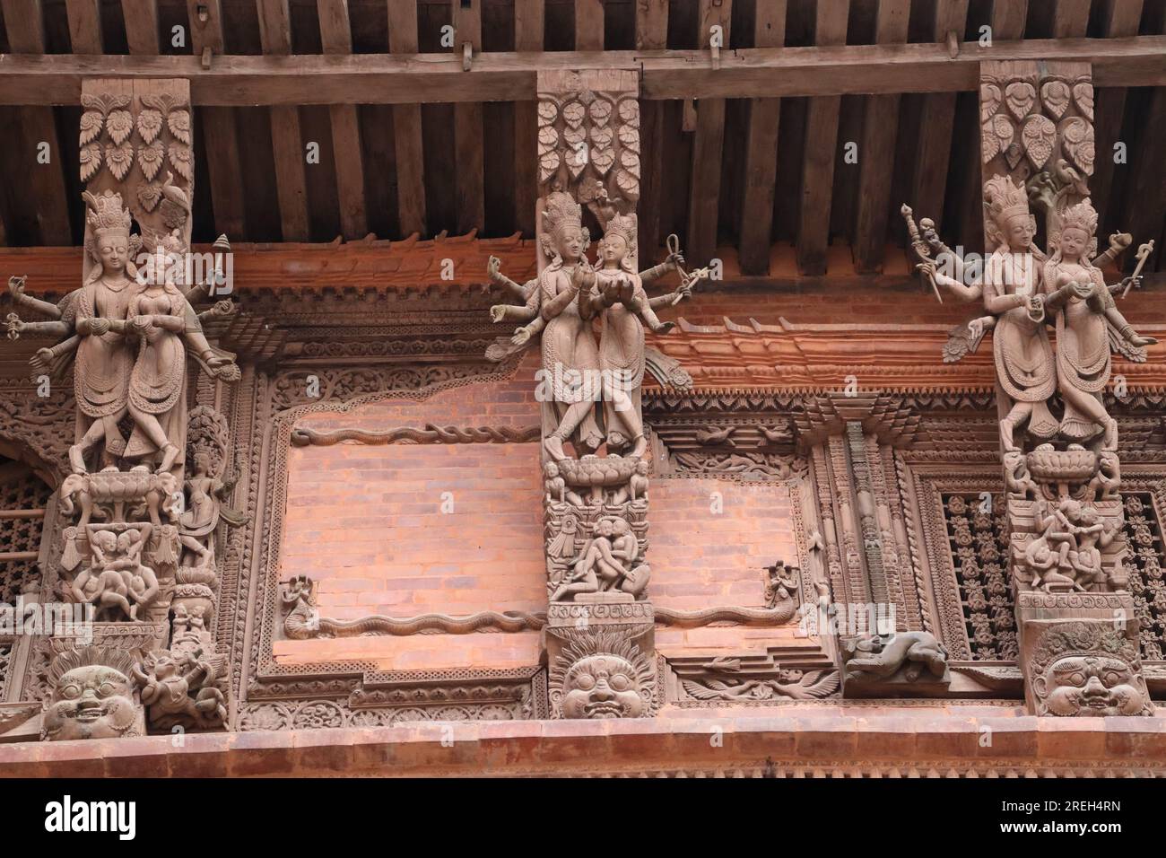 Wooden reapers with elegant carvings of god and and goddess placed in ...