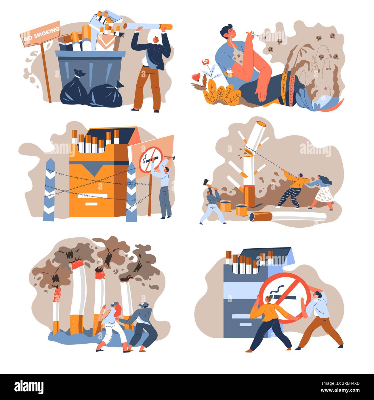 People fighting against smoking in public area, dangerous and toxic ...