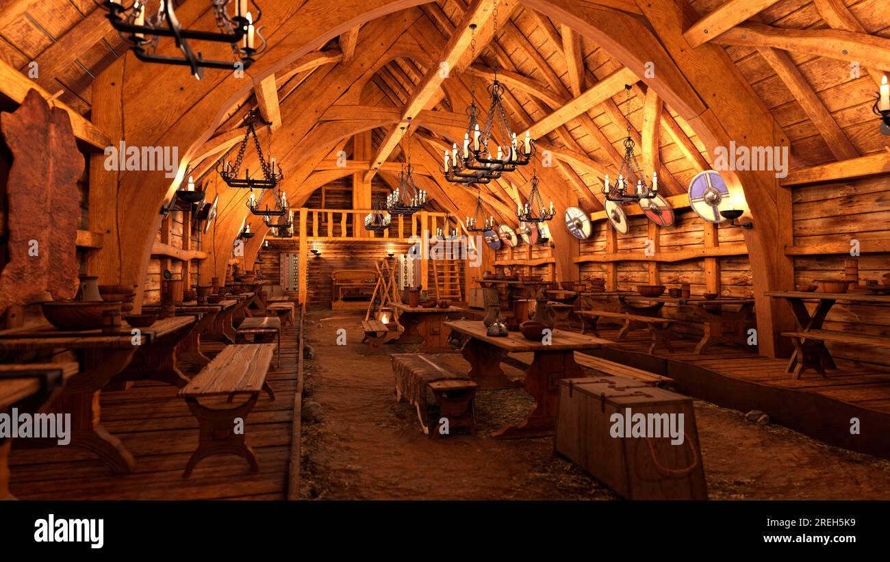 Inside viking house hi-res stock photography and images - Alamy