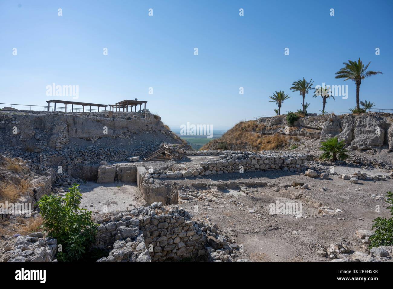 General View Tel Megiddo National park. Megiddo is a tel (hill) made of ...