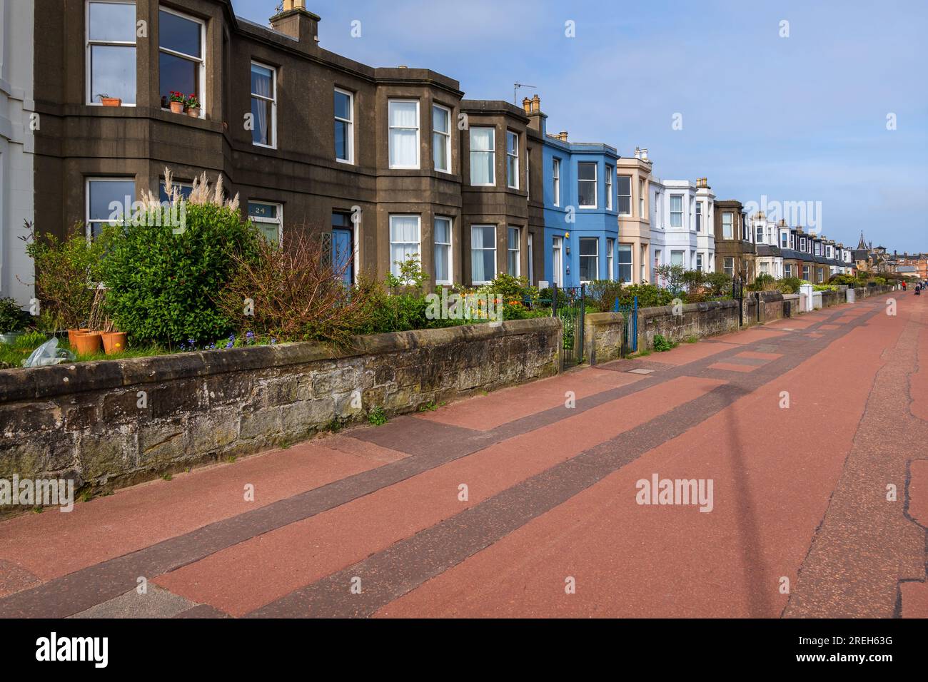 Portobello seaside houses along promenade in Edinburgh, Scotland, UK ...