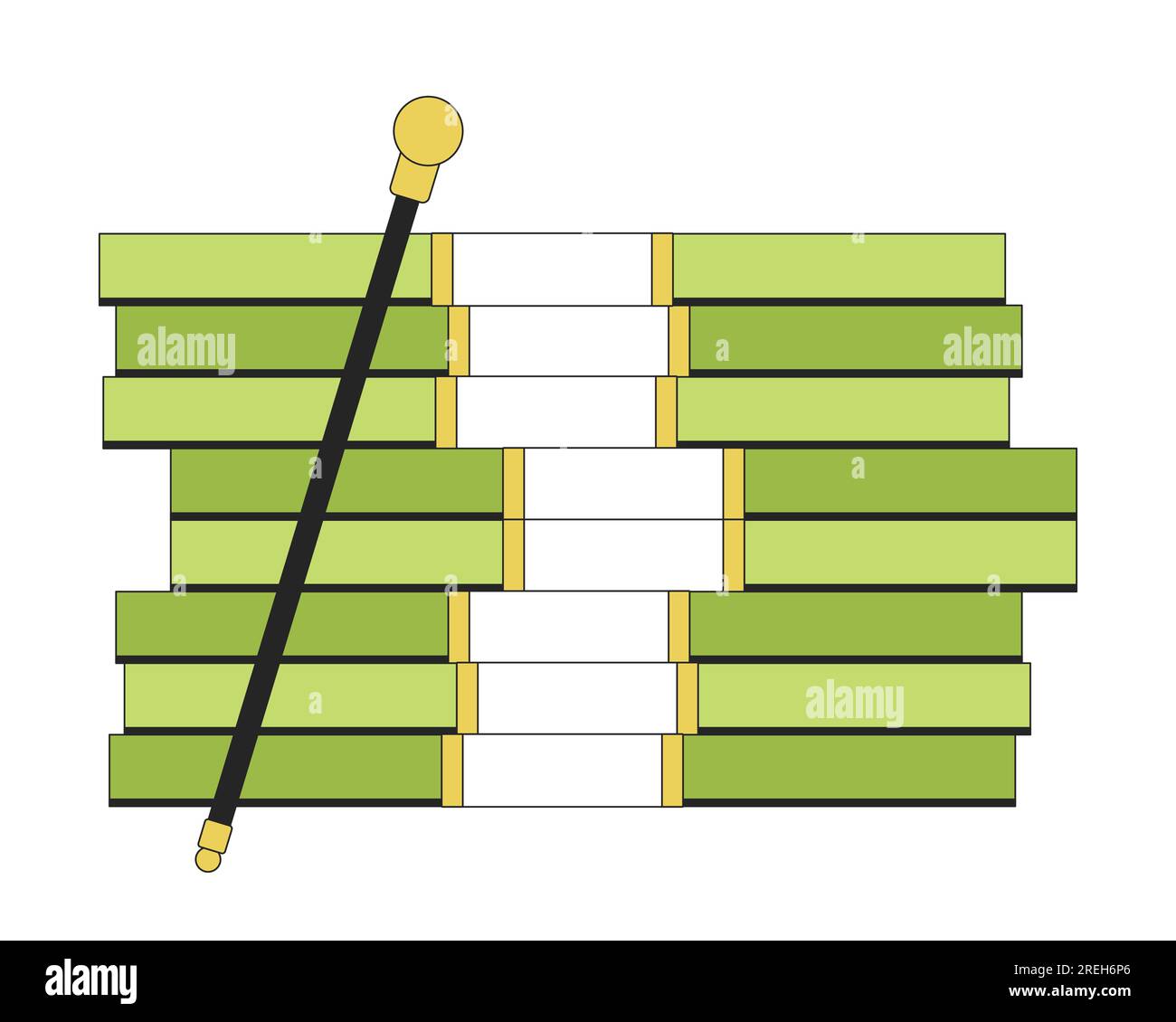 Pile of money and walking cane flat line color isolated vector object ...