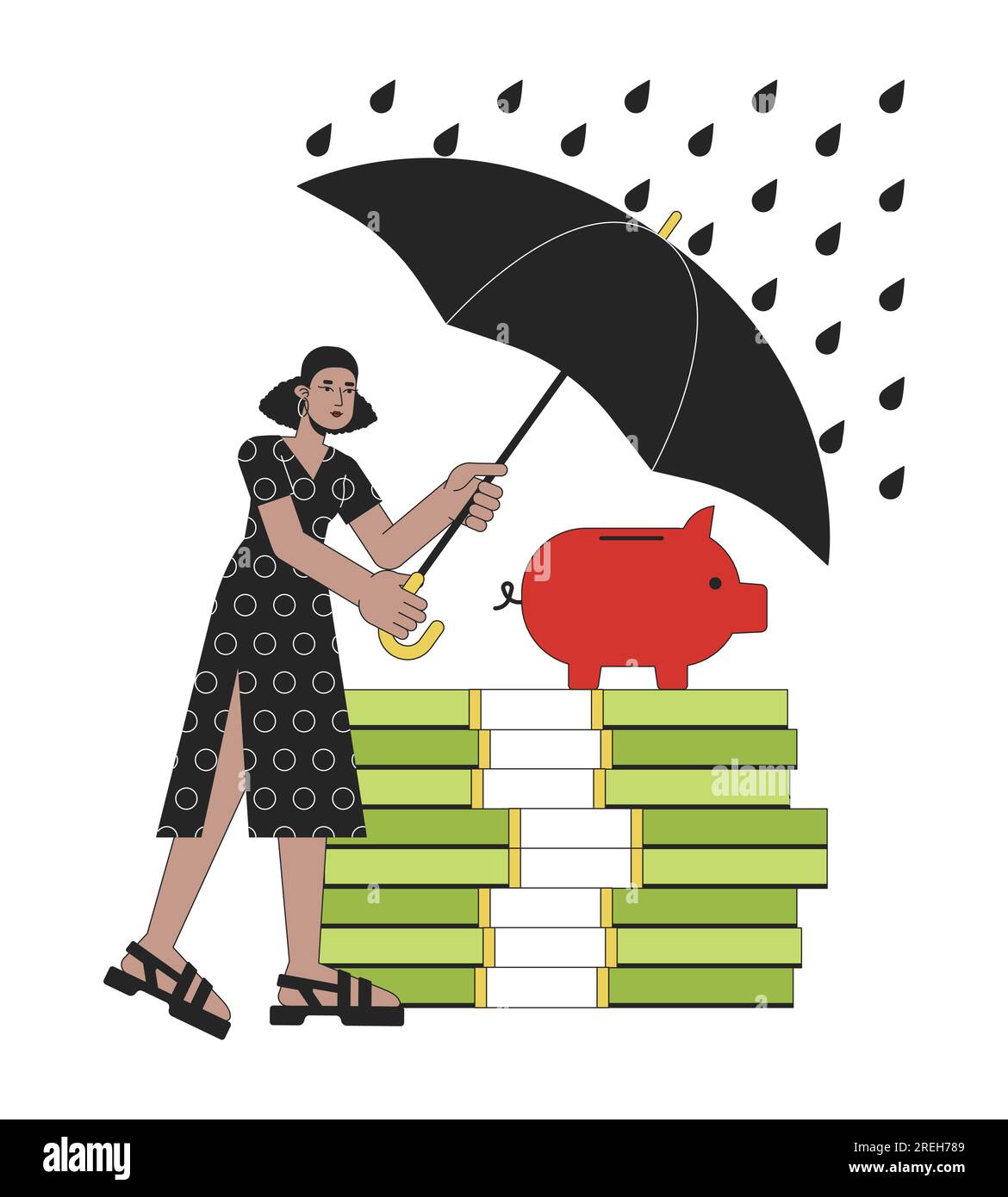 Protection from financial risks flat line concept vector spot ...