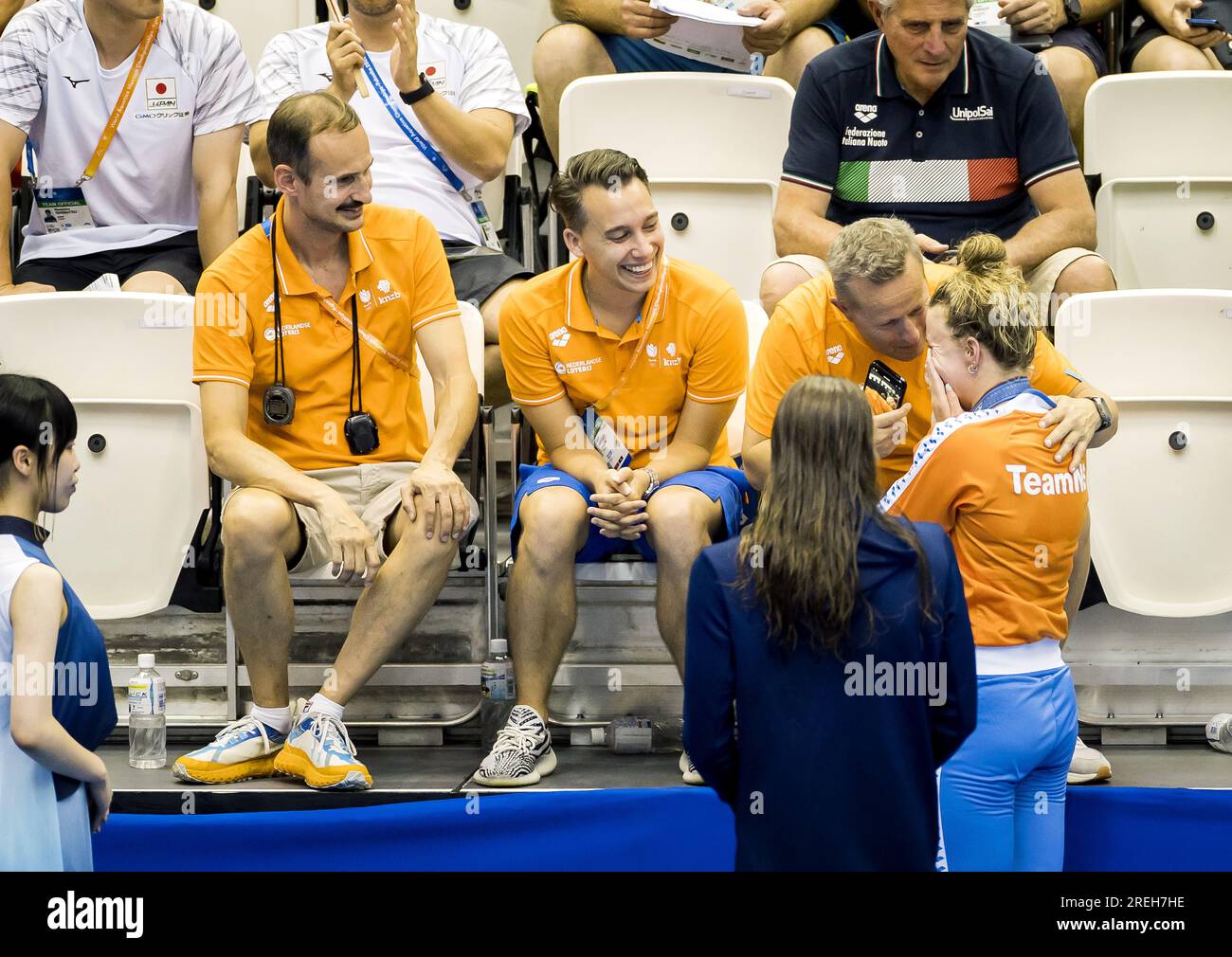 FUKUOKA - Coach Patrick Pearson, coach Geert Janssen and national coach ...