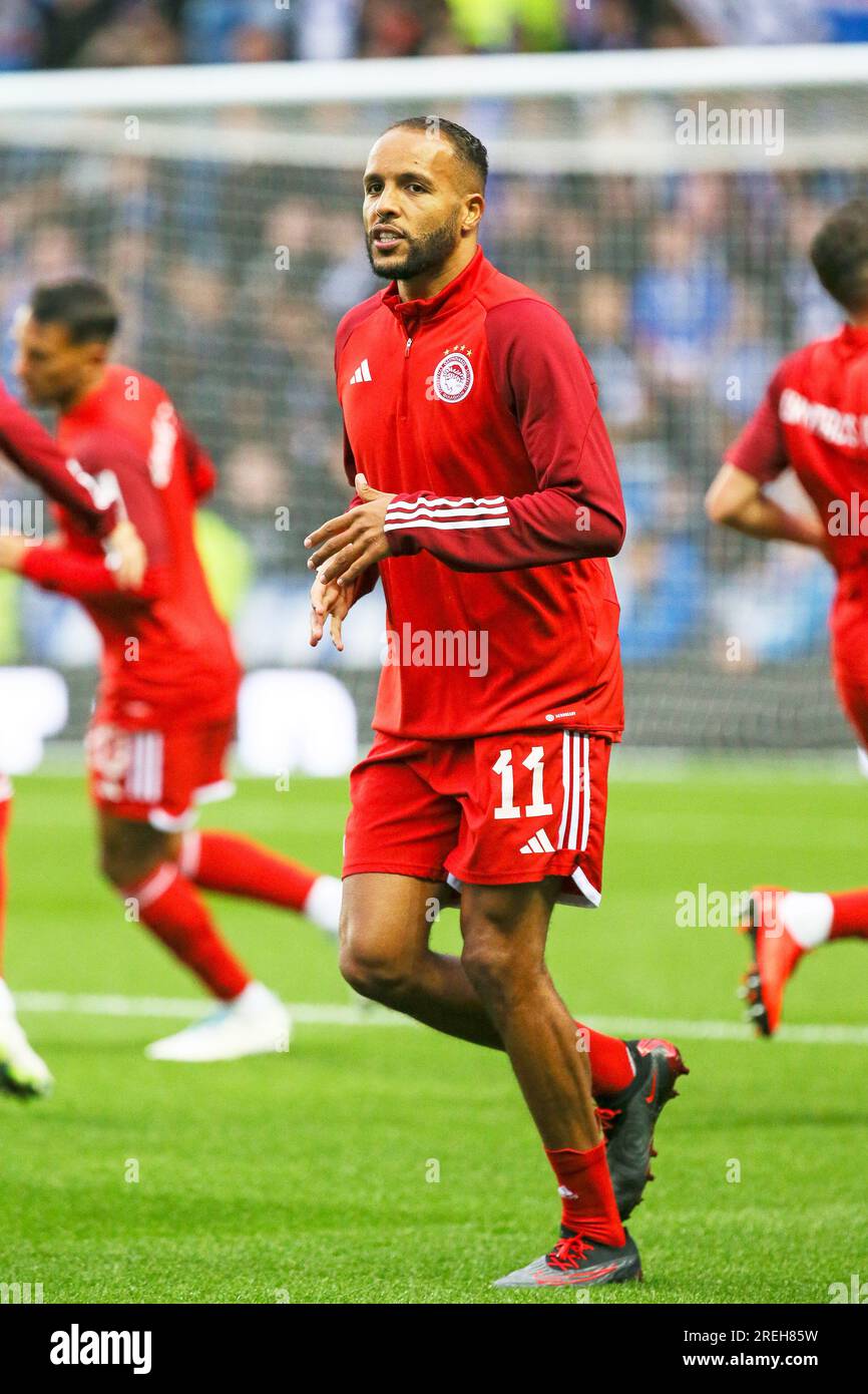 Youssef el Arabi, playing for Olympiacos FC, photographed during a ...