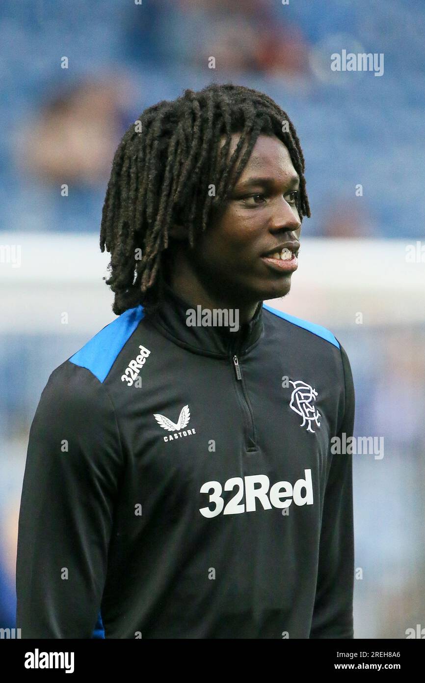 Johnly Yfeko who plays with Rangers FC, training at Ibrox stadium, Glasgow, Scotland, UK Stock ...