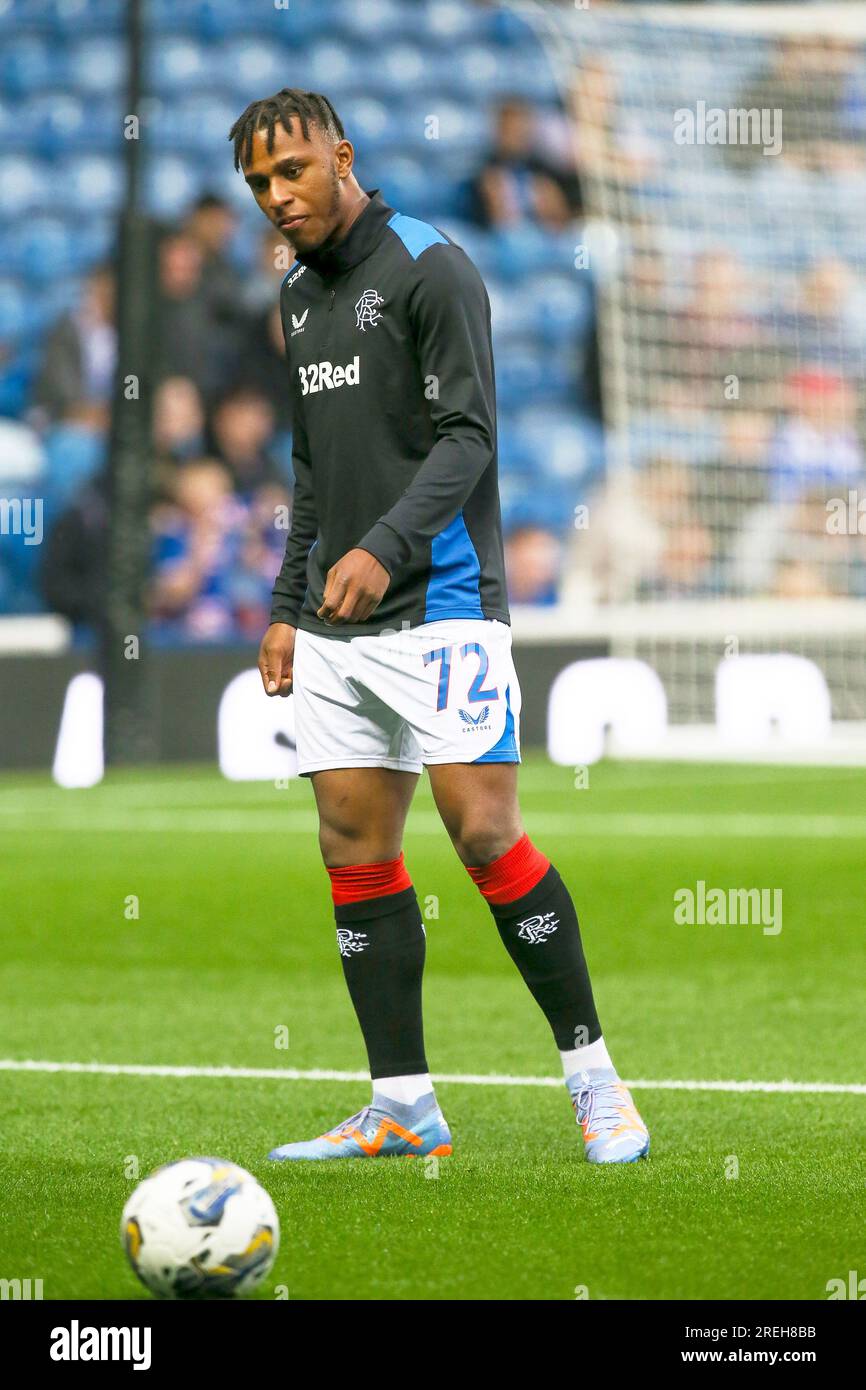 Zak Lovelace who plays with Rangers FC, training at Ibrox stadium ...
