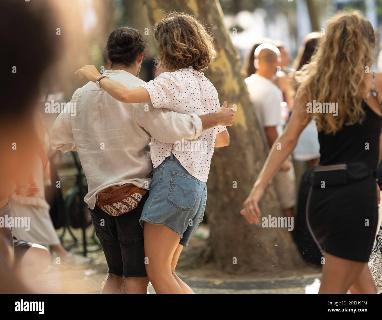 Couples dancing bachata on the street at the festival. Mid shot Stock ...