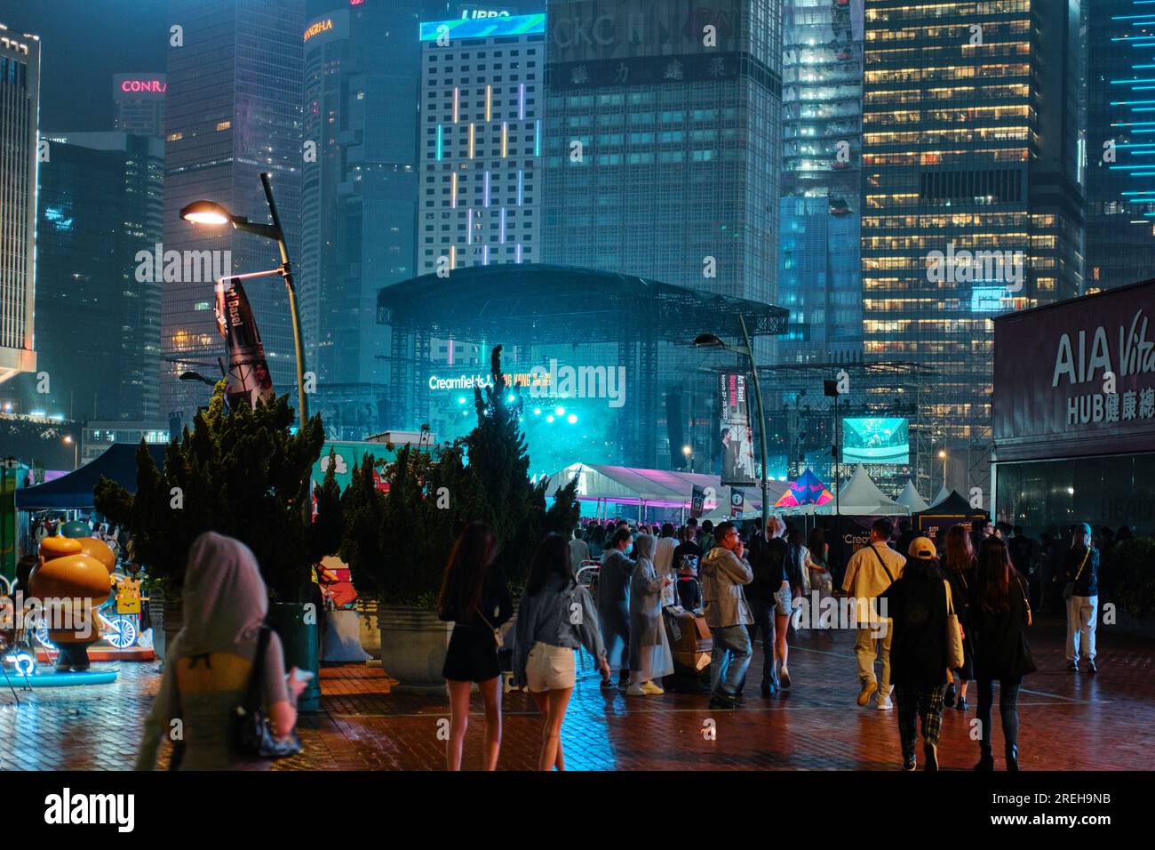 Hong Kong, China - April 2nd 2023: Crowd of people for Creamfields HK 2023 Festival in Central ...