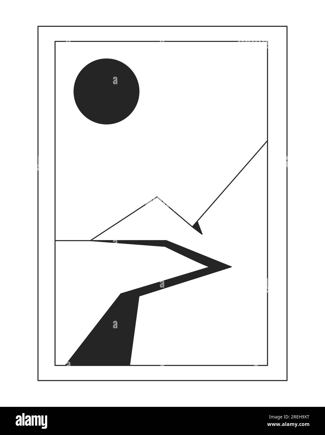 Decorative Picture On Wall Flat Monochrome Isolated Vector Object Stock