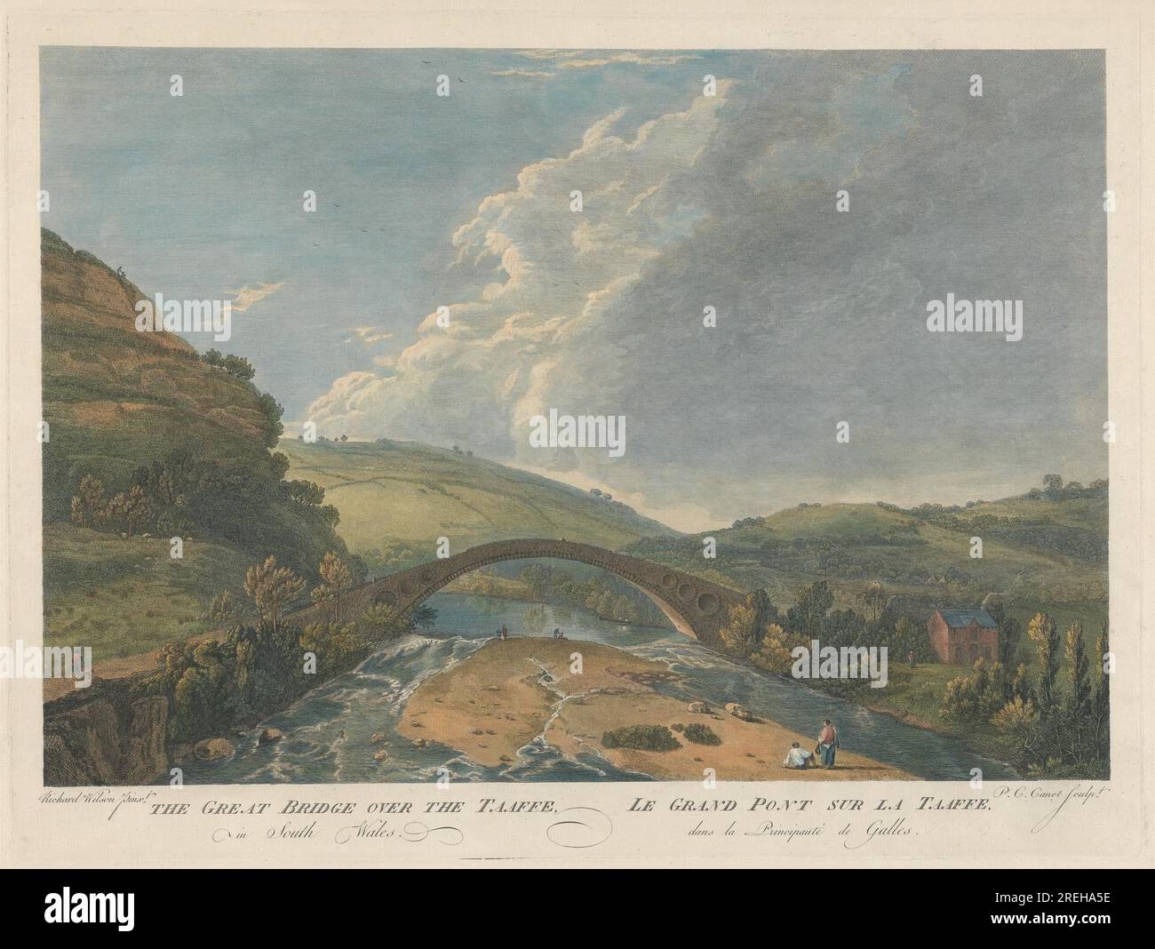 The Great Bridge over the Taafe 1775 by Pierre-Charles Canot Stock ...