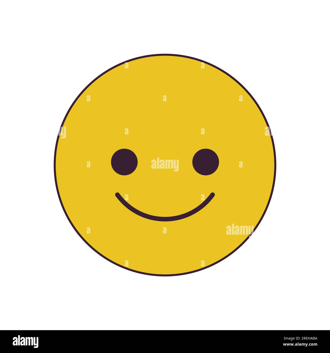 Positive Smiling Emoticon Flat Line Color Isolated Vector Object Stock