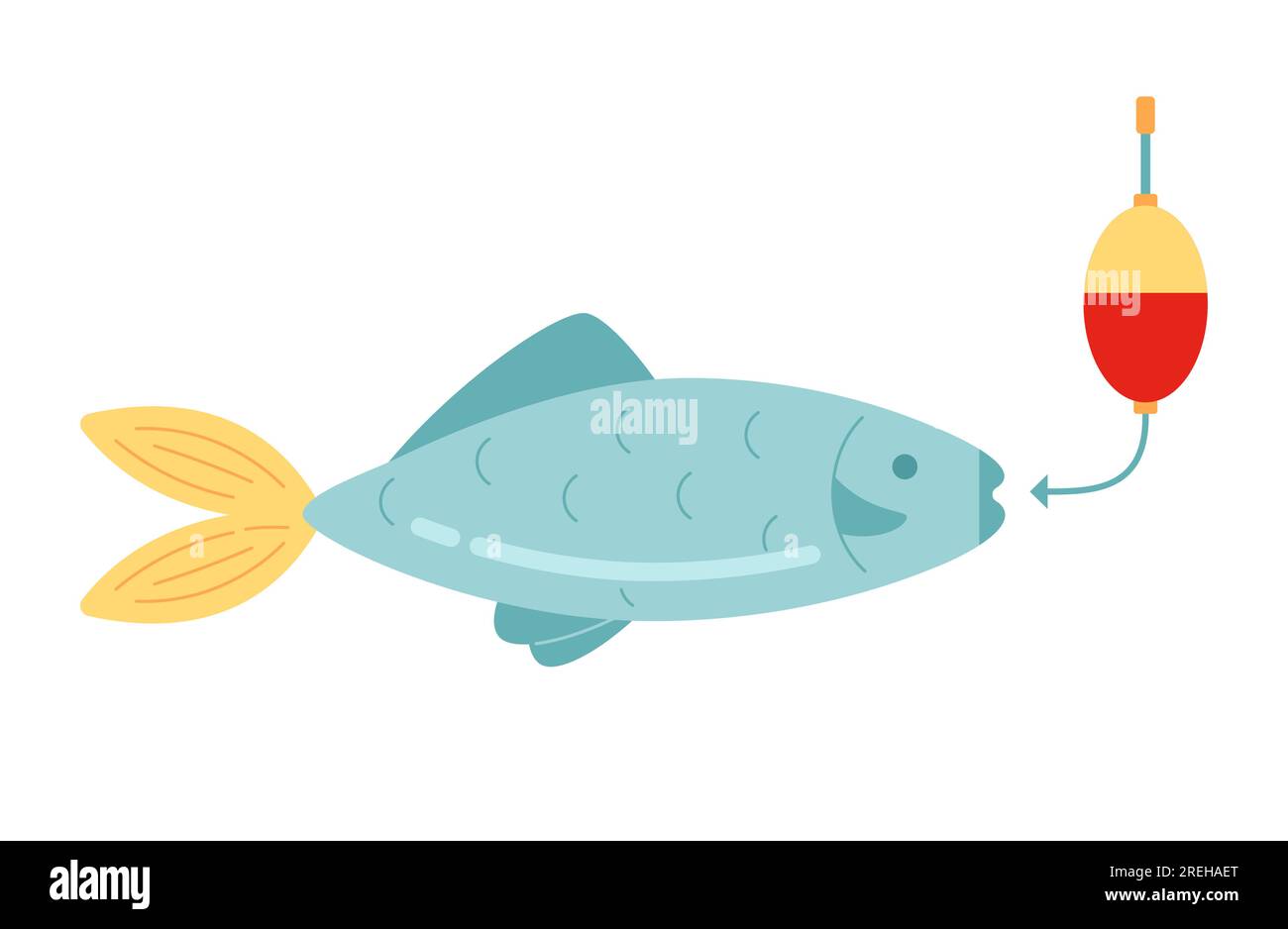 Catch fish on hook semi flat colour vector object Stock Vector Image ...