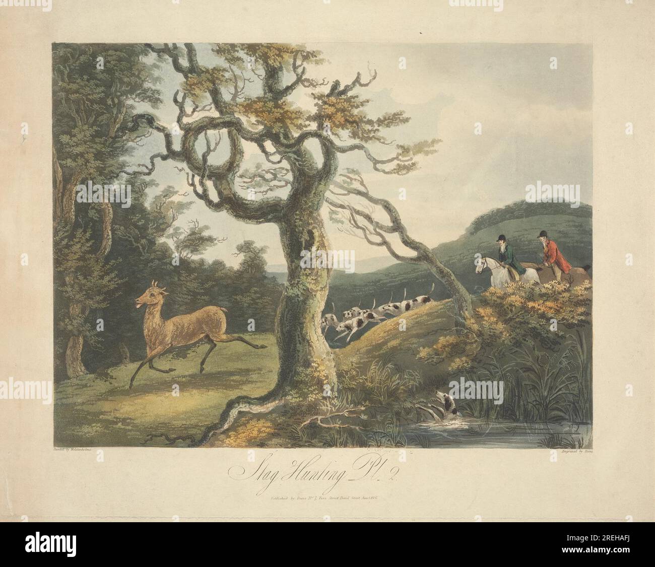 Set of four: (2) Stag Hunting 1808 by Richard Gilson Reeve Stock Photo ...