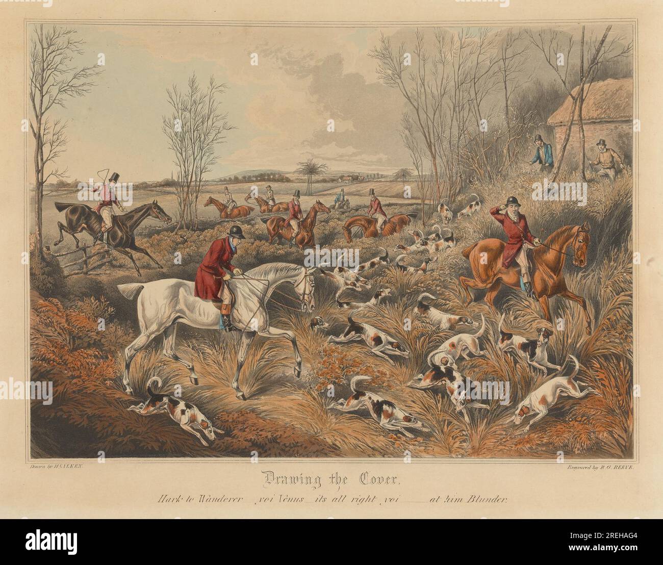 Fox Hunting: Drawing the Cover 1835 by Richard Gilson Reeve Stock Photo ...