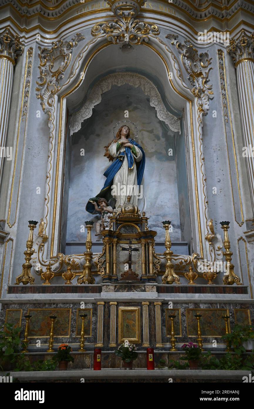 Religious statue in the interior of the Sicilian Baroque style Duomo di ...
