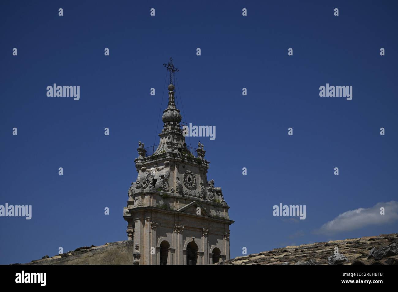 Scenic bell tower view of the Sicilian Baroque style Duomo di San ...