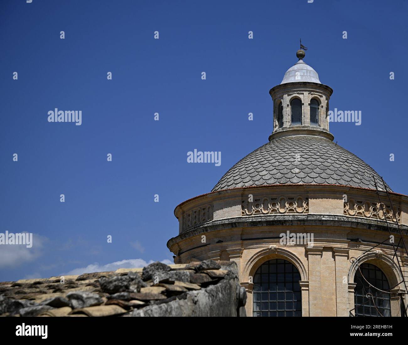 Landscape with scenic dome view of the Sicilian Baroque style Duomo di ...