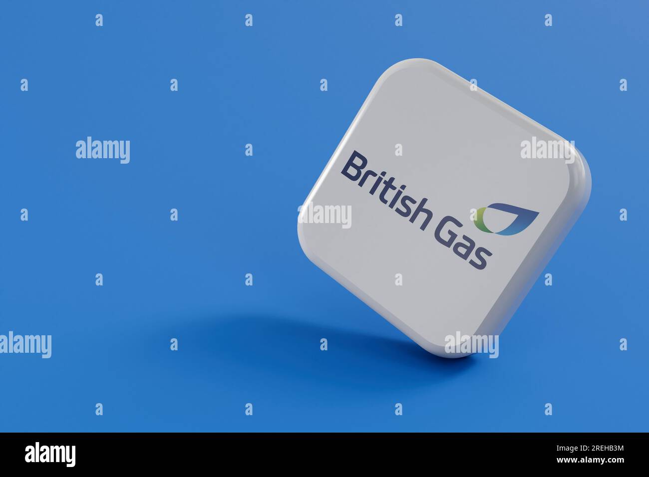 LONDON, UK - July 2023: British gas energy supplier company logo. 3D ...