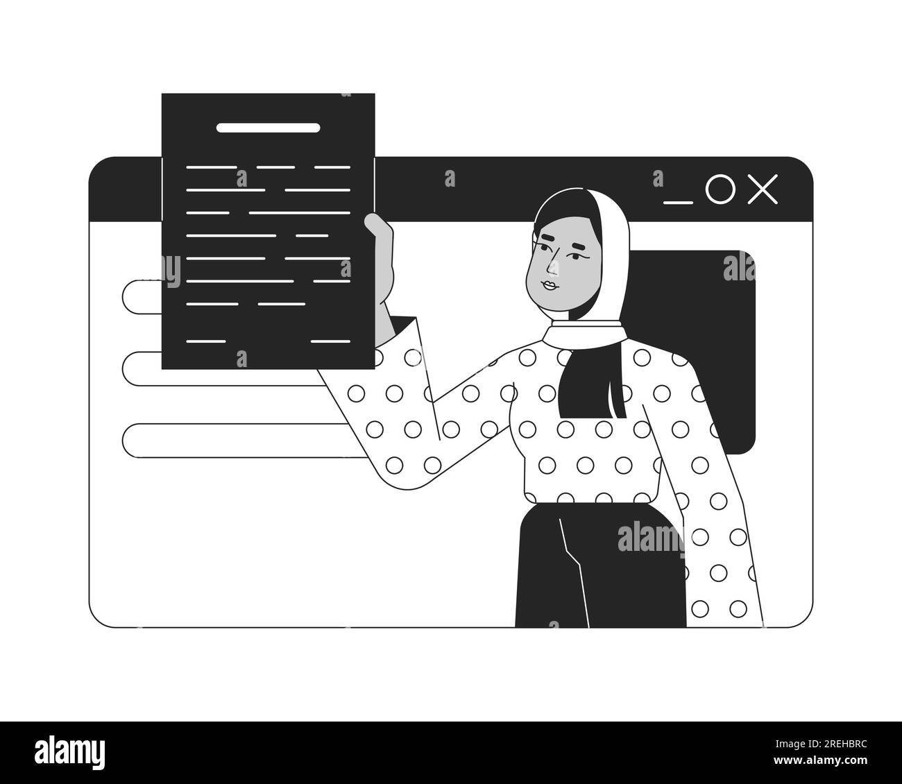 Woman on web page mockup background bw concept vector spot illustration Stock Vector Image & Art ...