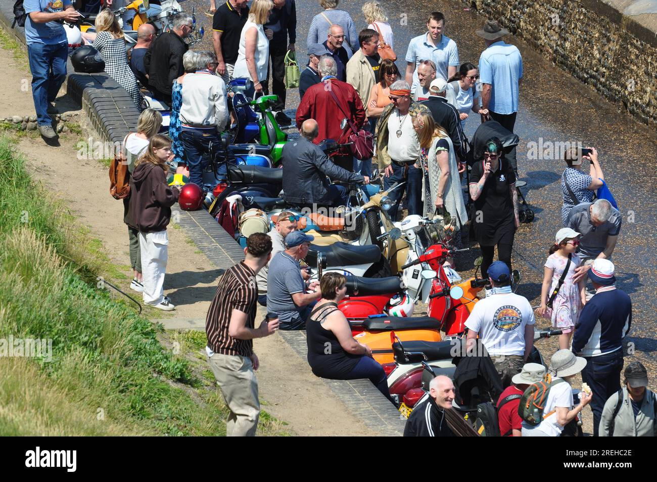 Scooters on the Promenade at the '60s Weekend, Cromer, Norfolk, England ...