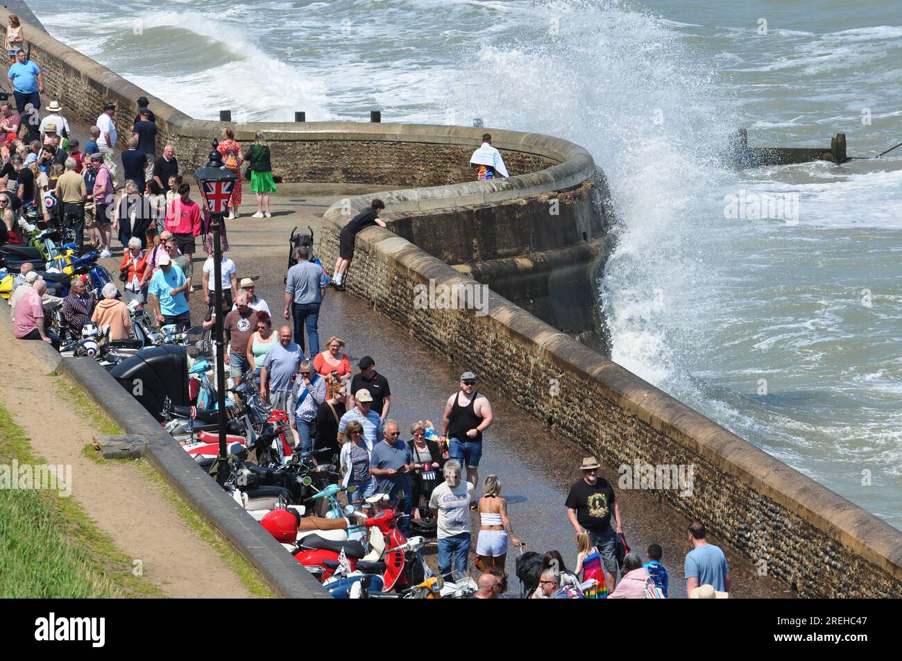 Scooters on the Promenade at the '60s Weekend, Cromer, Norfolk, England ...