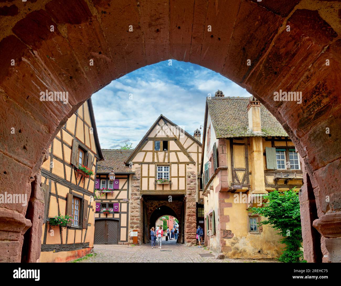 Riquewihr Alsace France. Alsace Wine Route. The timber framed houses in ...