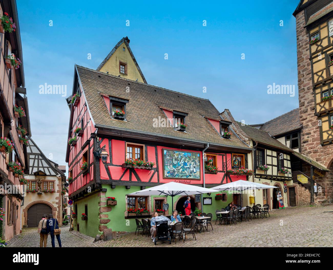 Riquewihr Alsace France. Alsace Wine Route. The timber framed houses in ...