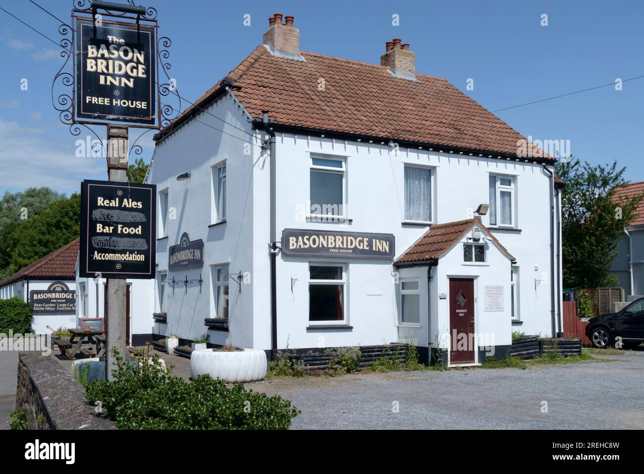 The Bason Bridge Inn Somerset UK Stock Photo - Alamy