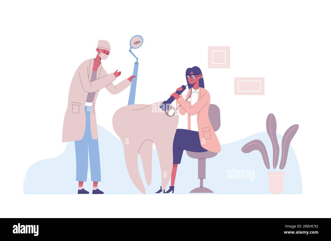 Dental clinic treatment, doctor cure patient at clinic. Vector of ...