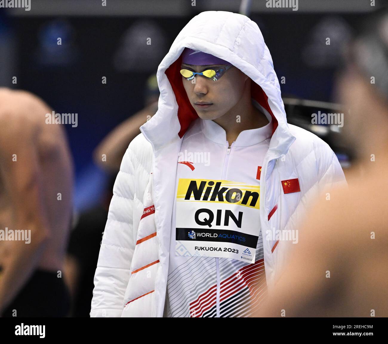 Fukuoka, Japan. 28th July, 2023. Qin Haiyang of China is seen before ...