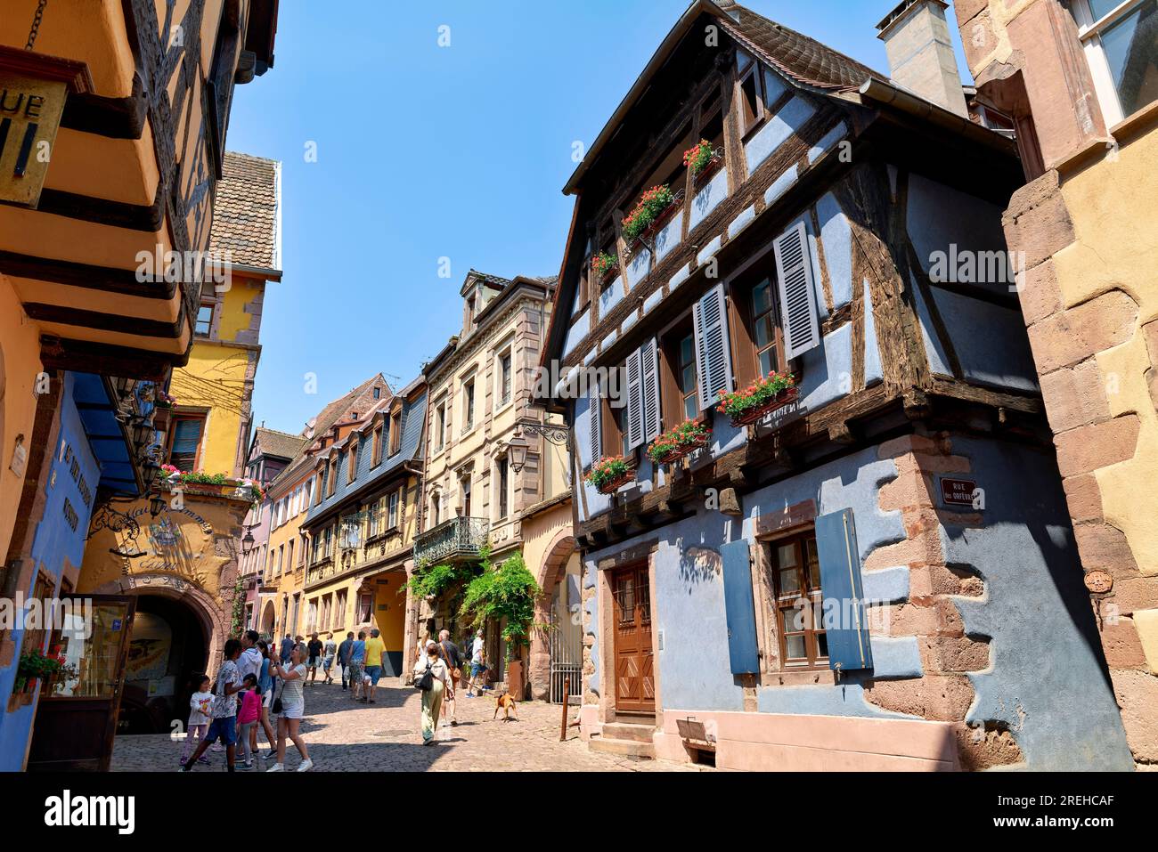 Riquewihr Alsace France. Alsace Wine Route. The timber framed houses in ...