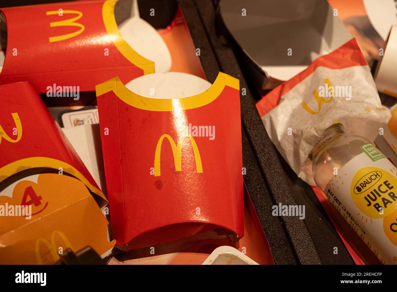 Garbage after eating McDonald's food, paper and plastic recyclable and ...