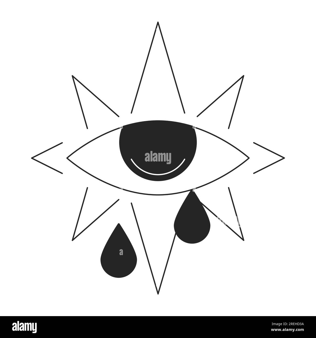 Esoteric magic eye crying tears flat monochrome isolated conceptual ...