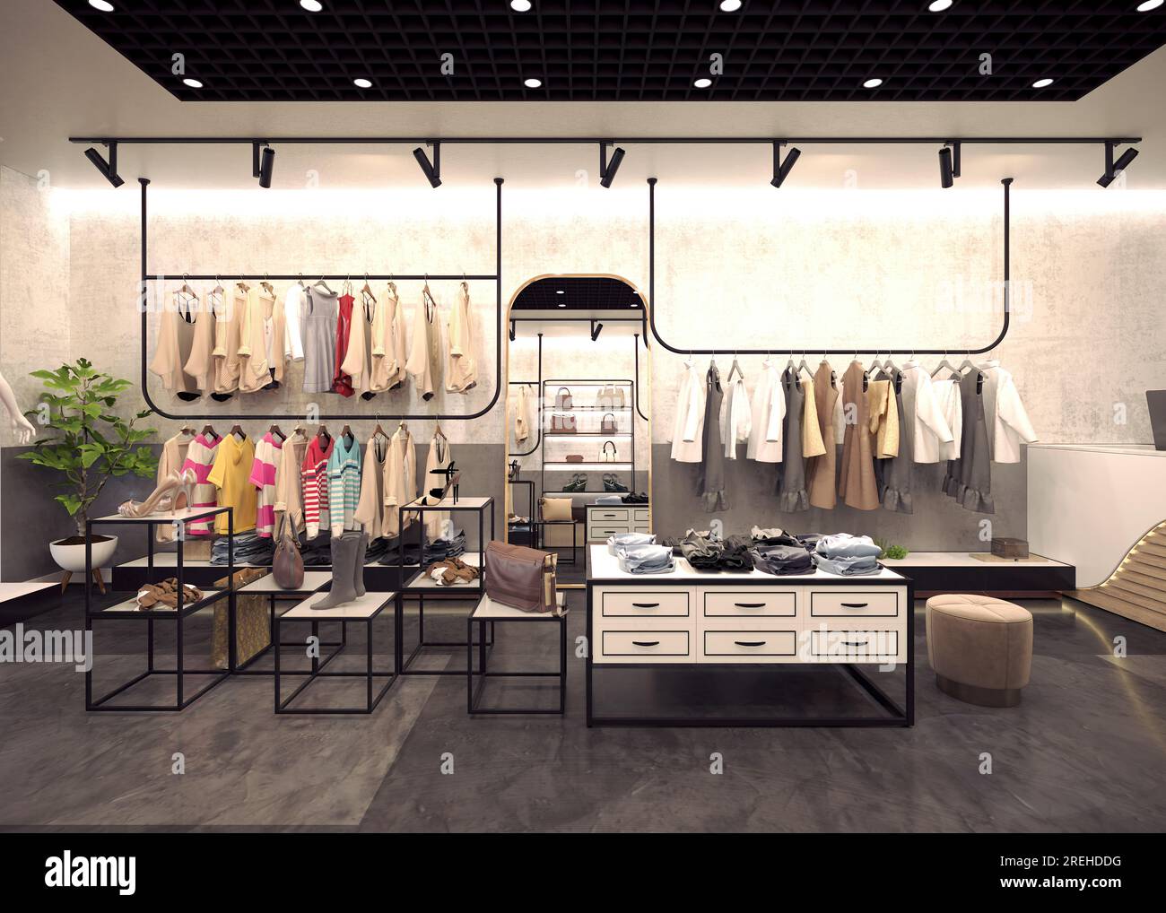 fashion shop 3d render Stock Photo - Alamy